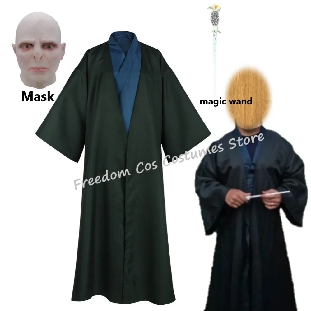 Adult Lord Voldemort Movie Cosplay Costume Wand Mask Halloween Cloak ...