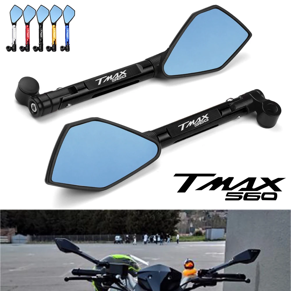Motorcycle Handlebar Rear View Mirrors Blue Anti-glare Mirror For ...