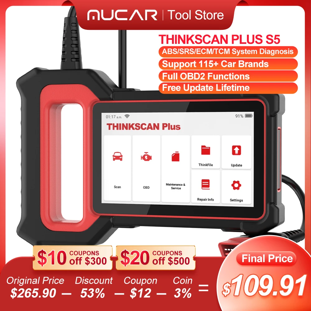 Thinkscan Plus S5 Obd2 Scanner Abs/srs/engine/tcm System Diagnoses Code ...