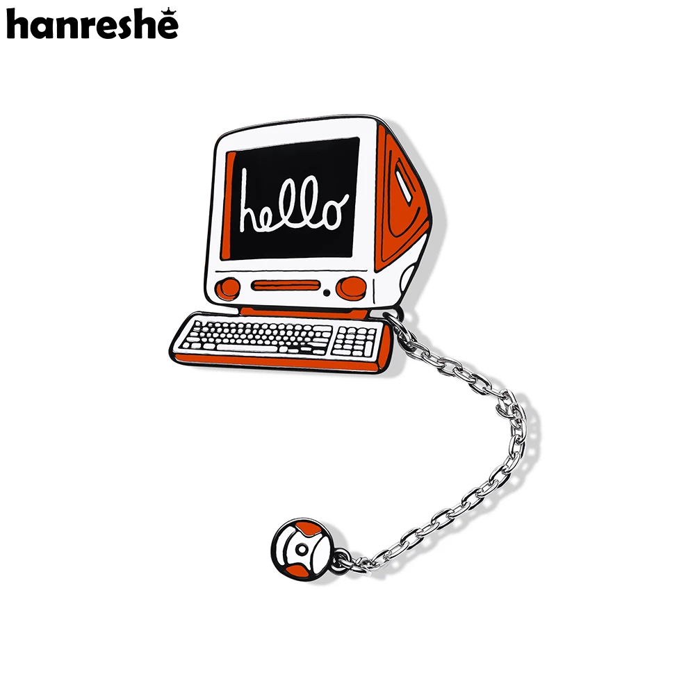 Hanreshe Creative Medical Computer Enamel Pin with Chain Dangle Lapel Backpack Badge Brooch ...