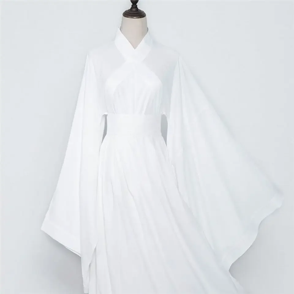 Chinese Traditional Clothing Hanfu Lady Women Men White Black Tops ...