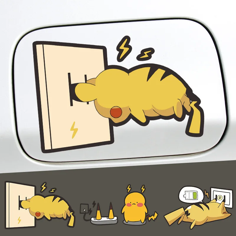 Pokemon-cartoon-Pikachu-car-fuel-tank-cap-sticker-charging-reminder ...