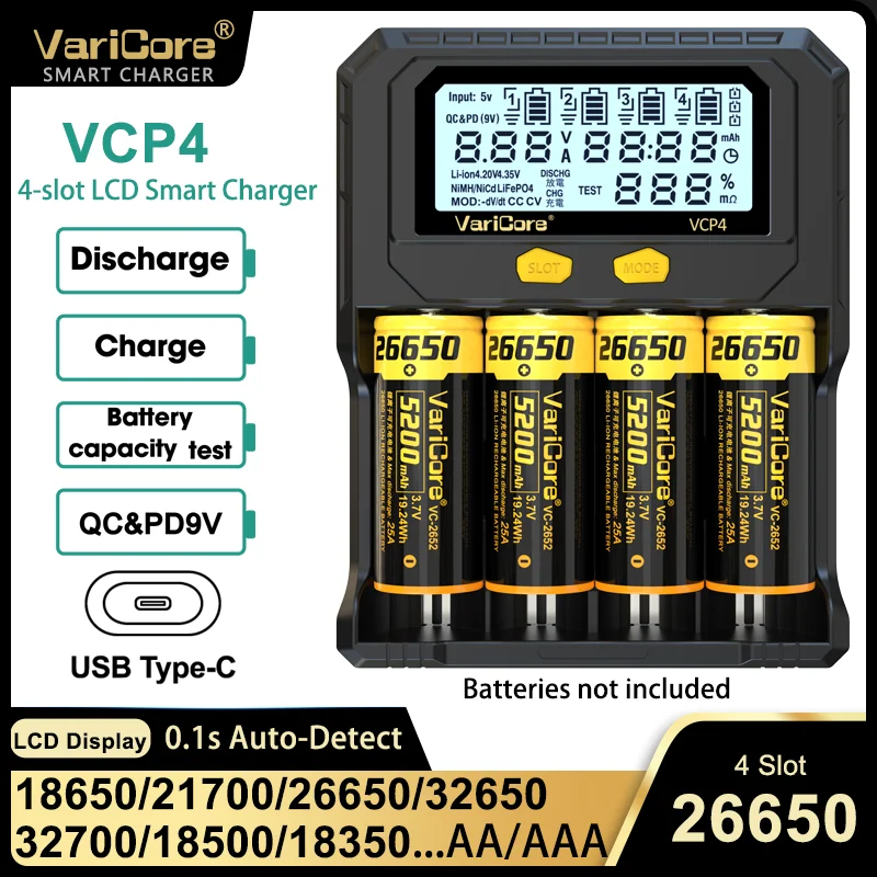 VariCore VCP4 LCD Smart Battery Charger Detection Capacity for 3.7V ...