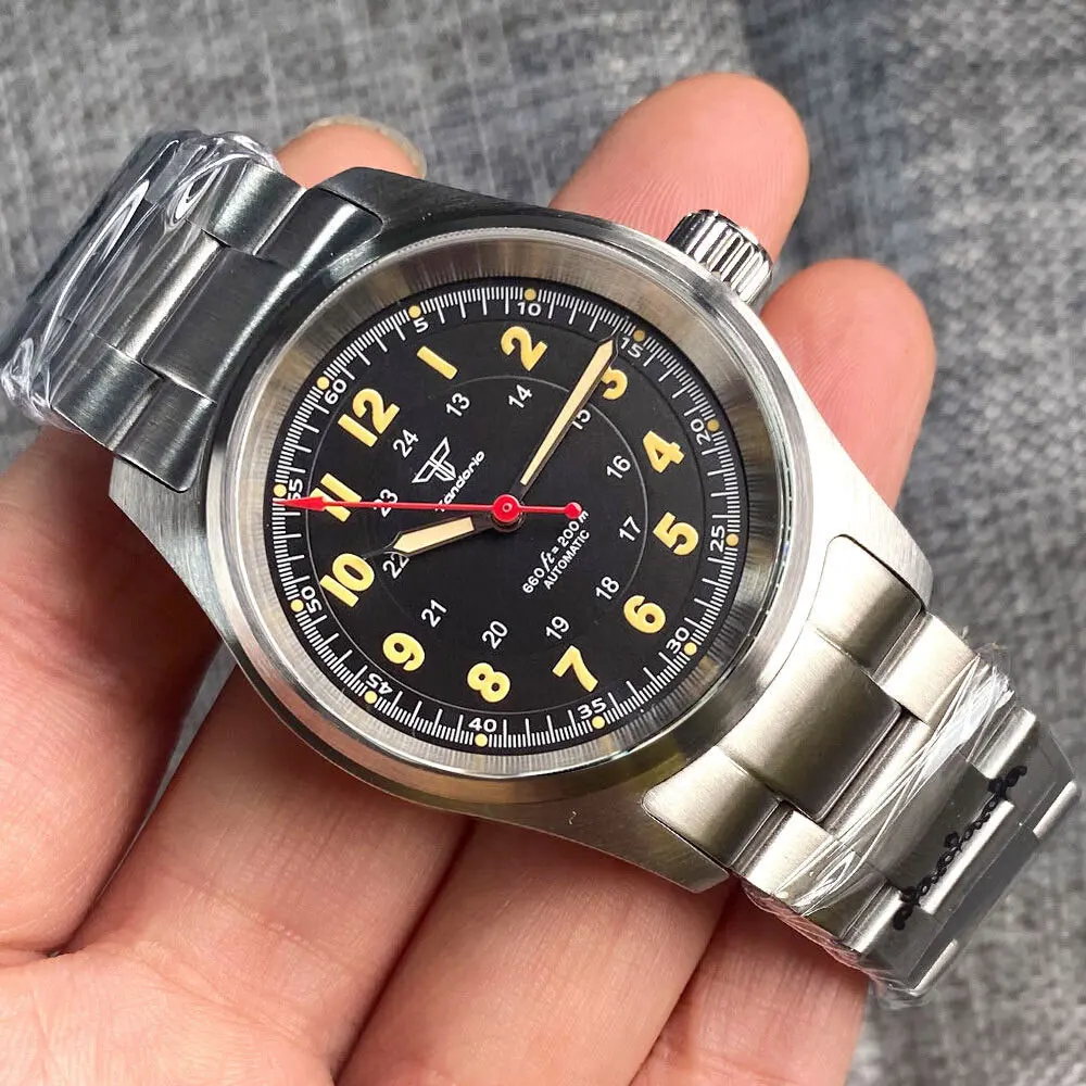 36mm Small Tandorio Pilot 20ATM Brushed Diving Military Sapphire Glass ...