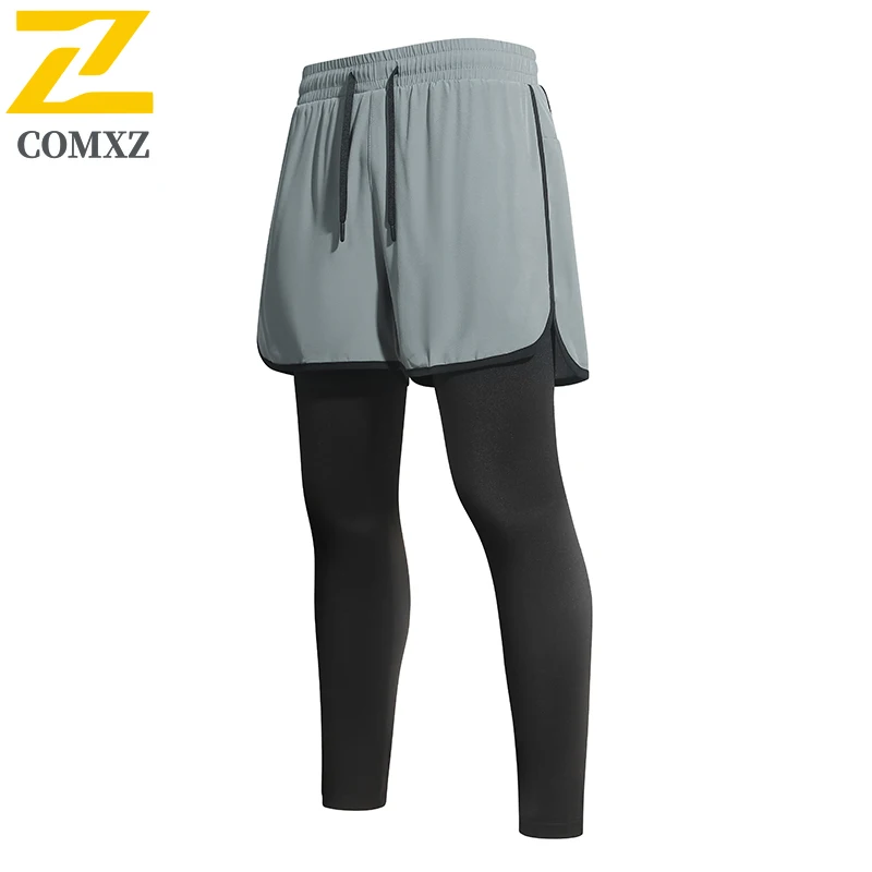 Summer Gym Sports Pants Men's Casual Quick-drying Fake 2 Pieces Tight ...