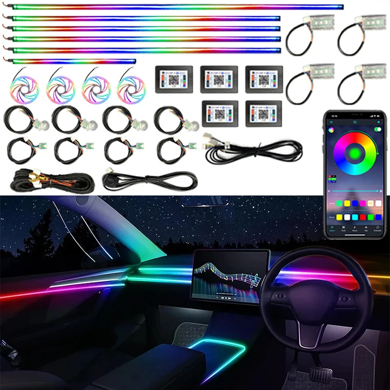 64-RGB-Acrylic-LED-Car-Ambient-Light-Strips-Auto-Neon-Symphony ...