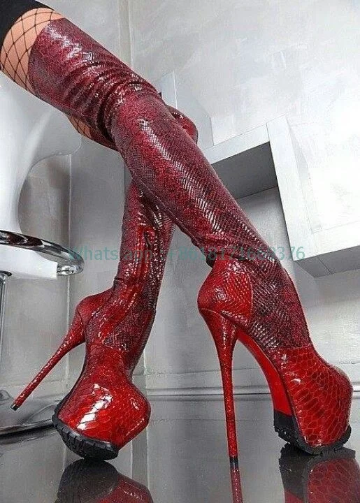 Dame-Patent-Leder-Leopard-ber-das-Knie-Stiefel-Frauen-Mode-Schuhe-Design-Super-Stiletto-High ...