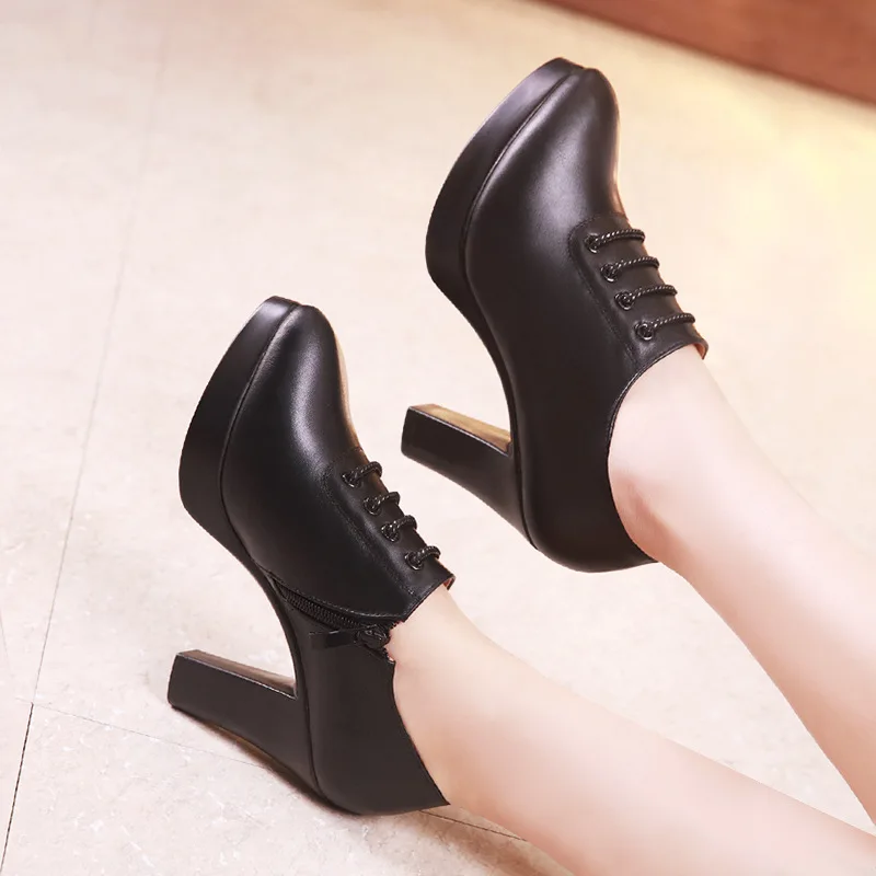8cm-10cm-Small-Size-32-43-Deep-Mouth-Block-High-Heels-Shoes-Leather ...
