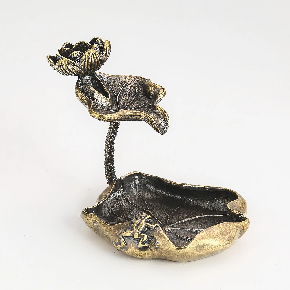 Copper Backflow Incense Holder Base Lotus Leaf Waterfall Incense Burner ...