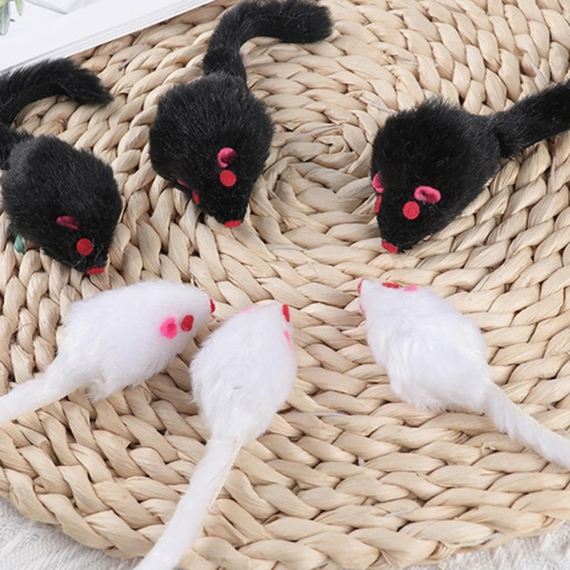 Rattle Mouse Toy for Pet Soft Plush Play Catch Kitten Interactive Mice ...