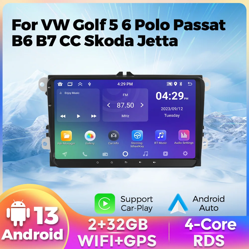 For Volkswagen Passat b6 b7 golf 5 6 Polo Jetta Skoda 9inch Car Radio ...