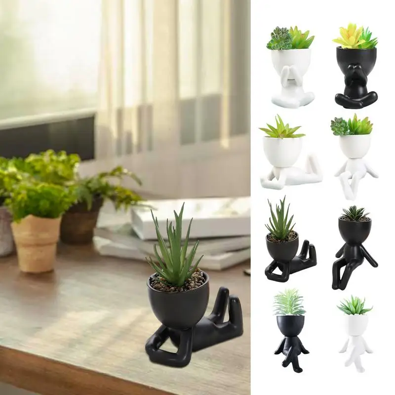 Figure Flower Vase Small Figure Ceramic Creative Table Top Display ...