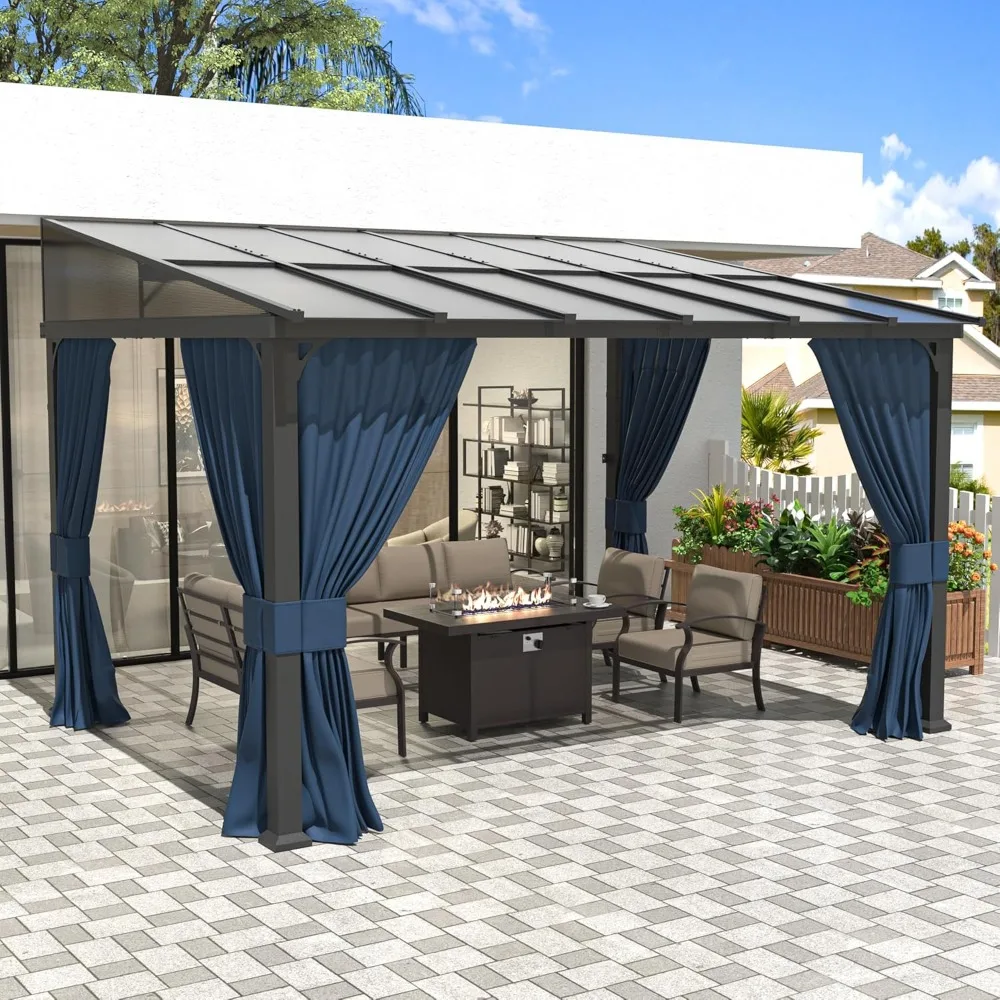 Outdoor-Lean-to-Gazebo-10x12FT-Hardtop-Wall-Mounted-Gazebo-with-Sloping ...