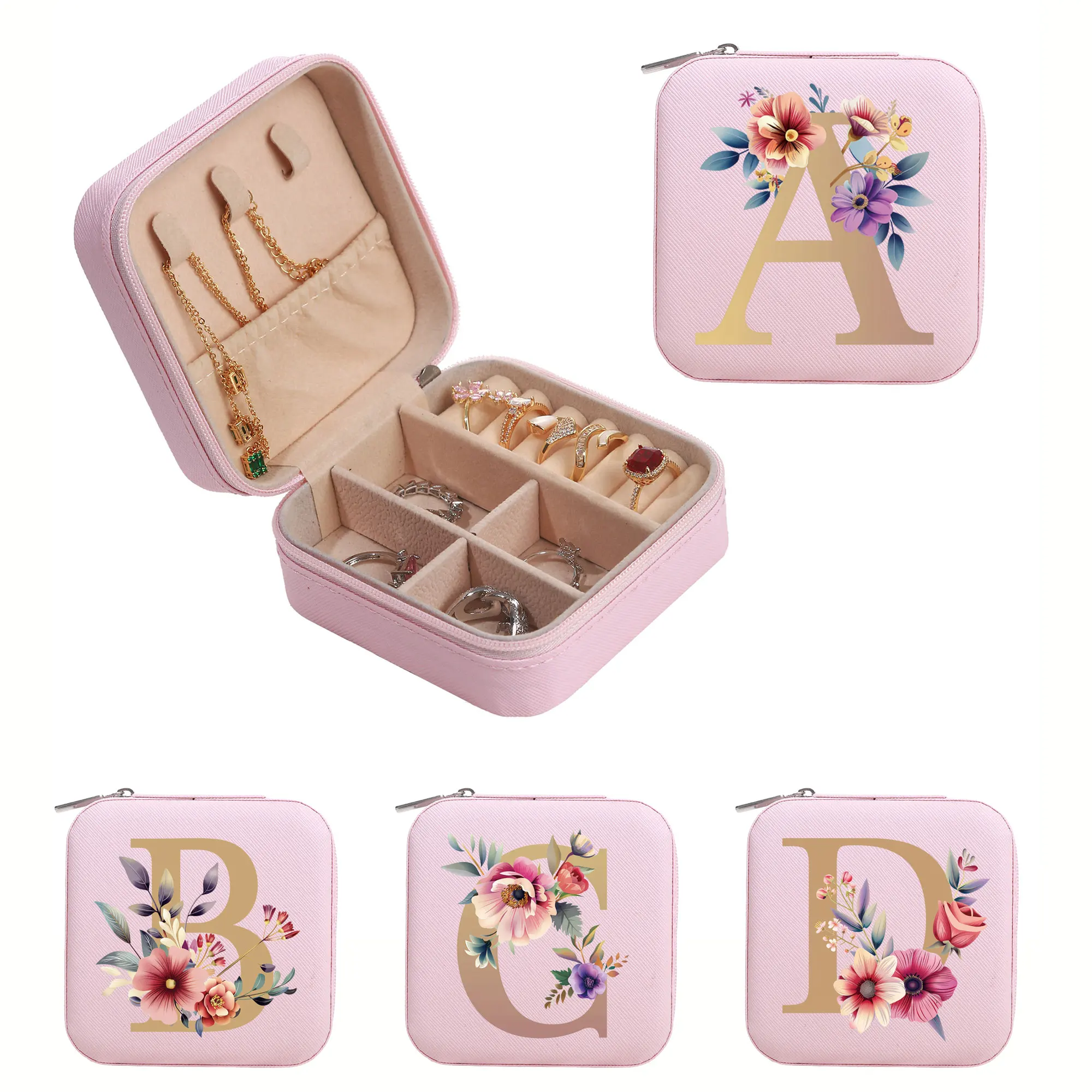 A-Z-Square-pink-fashion-jewelry-storage-box-personalized-letter ...