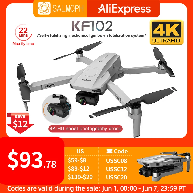 KF102-KF102MAX-Drone-4K-Profesional-with-HD-Camera-5G-WiFi-GPS-2-Axis ...