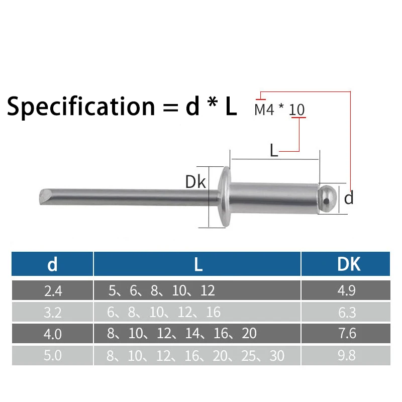 Blind Rivets Aluminium Dome Head Blind Rivets Exhaust