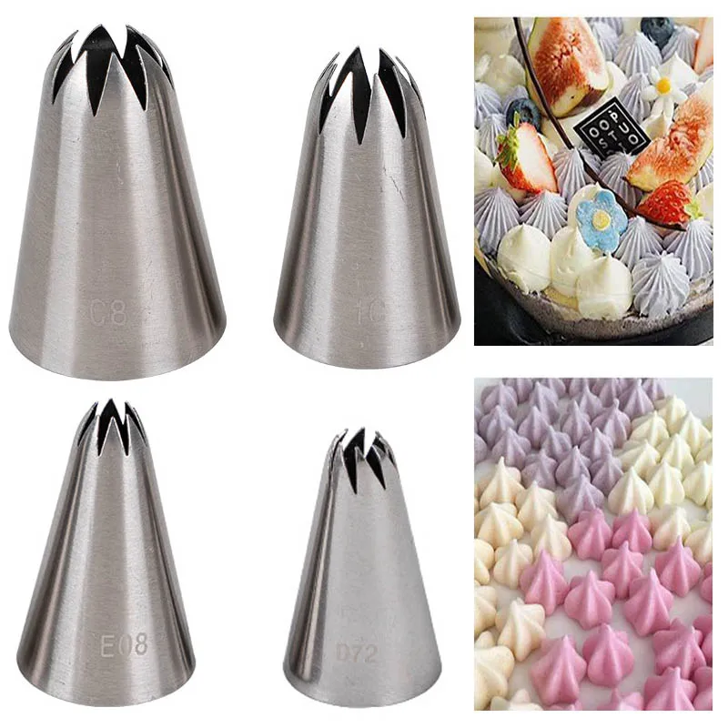 1-4Pcs-Stainless-Steel-Icing-Piping-Nozzles-Rose-Flower-Nozzle-For ...