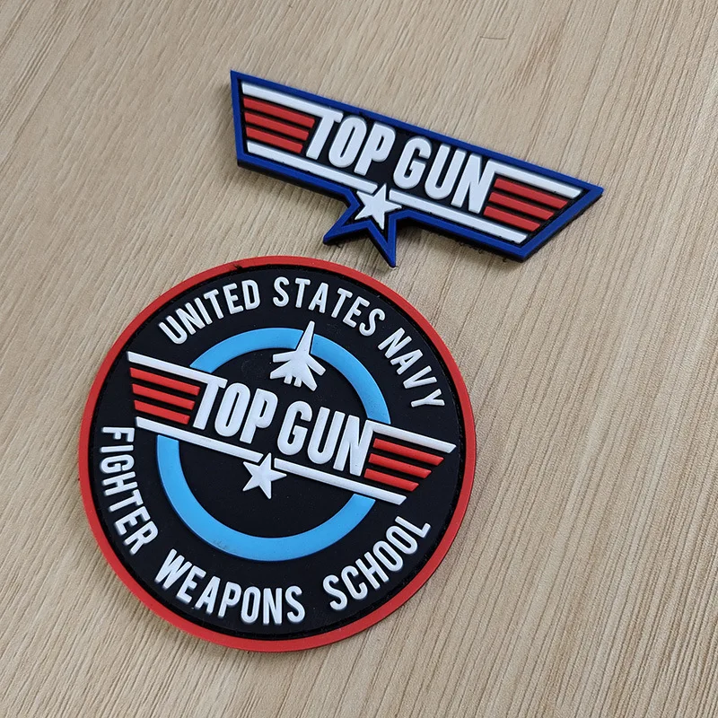 Top-Gun-2-insignias-de-goma-de-Pvc-con-gancho-y-bucle-pegatinas-m-gicas ...
