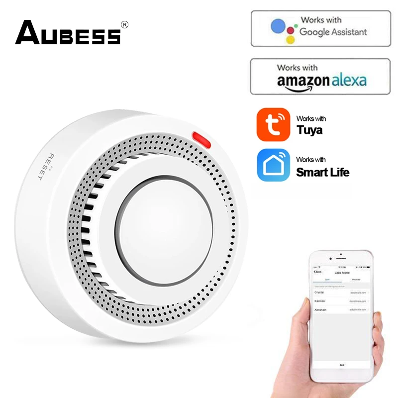Tuya Smoke Detector WiFi Wireless Smoke Alarm Remote Control Detector ...