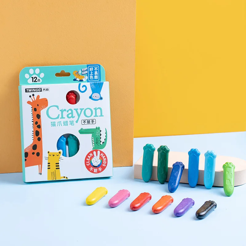 12-Pcs-Set-Creative-12-Colors-Cat-Paw-Shape-Crayons-for-DIY-Graffiti ...