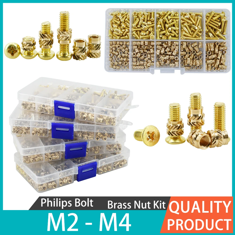 Hot-Melt-Knurled-Injection-Nuts-Brass-Insert-Nuts-Bolts-Set-Assortment ...