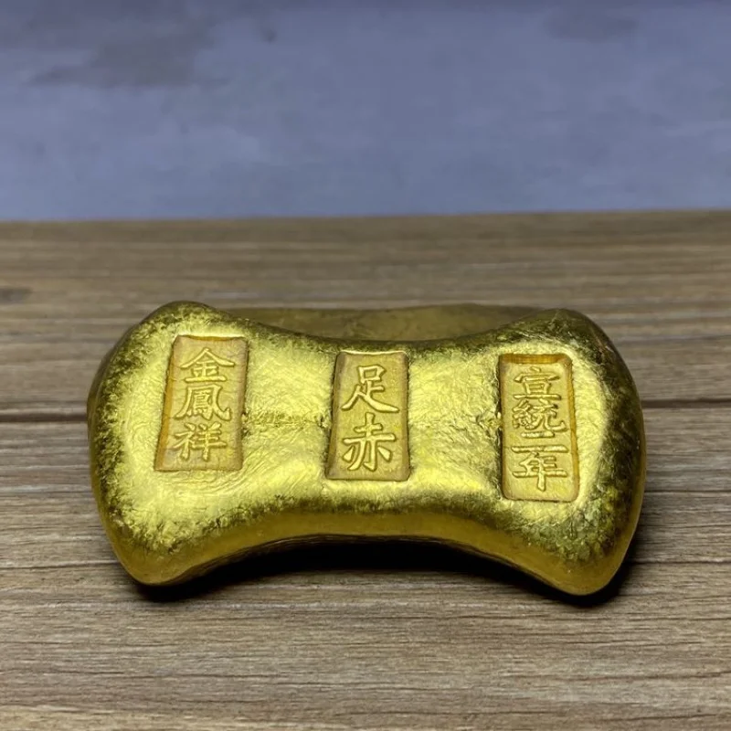 Antique-Collection-Antique-Pure-Copper-Gold-Plated-Gold-Ingot-Big-Qing ...