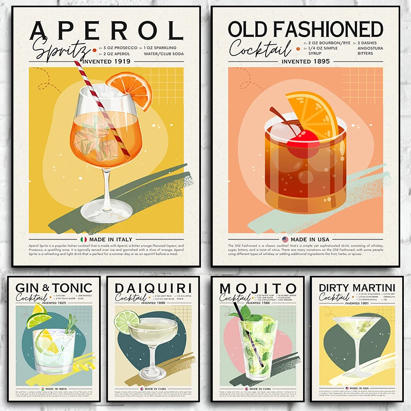Cosmopolitan-Poster-Print-Cocktail-Drink-Minimalist-Wall-Nordic-Vintage ...