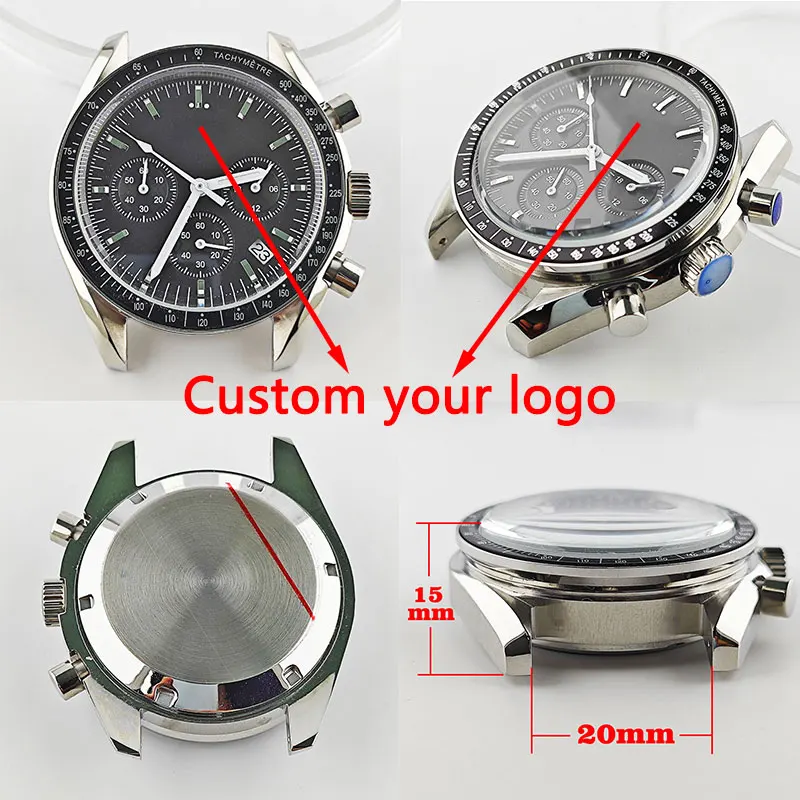 40mm VK63 Case Custom logo Dial Fit VK63 Movement 316L Stainless Steel ...