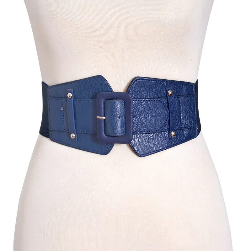 New-Fashion-Elastic-Wide-Belt-Strap-Vintage-Women-PU-Leather-Buckle ...