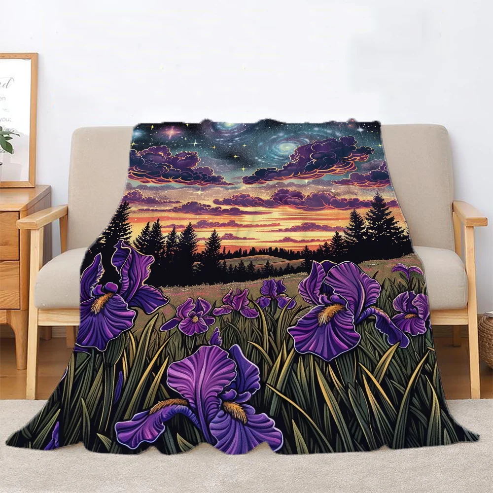 Purple-Iris-Flowers-Fluffy-Soft-Blankets-and-Throws-Cute-Throw-Blanket ...