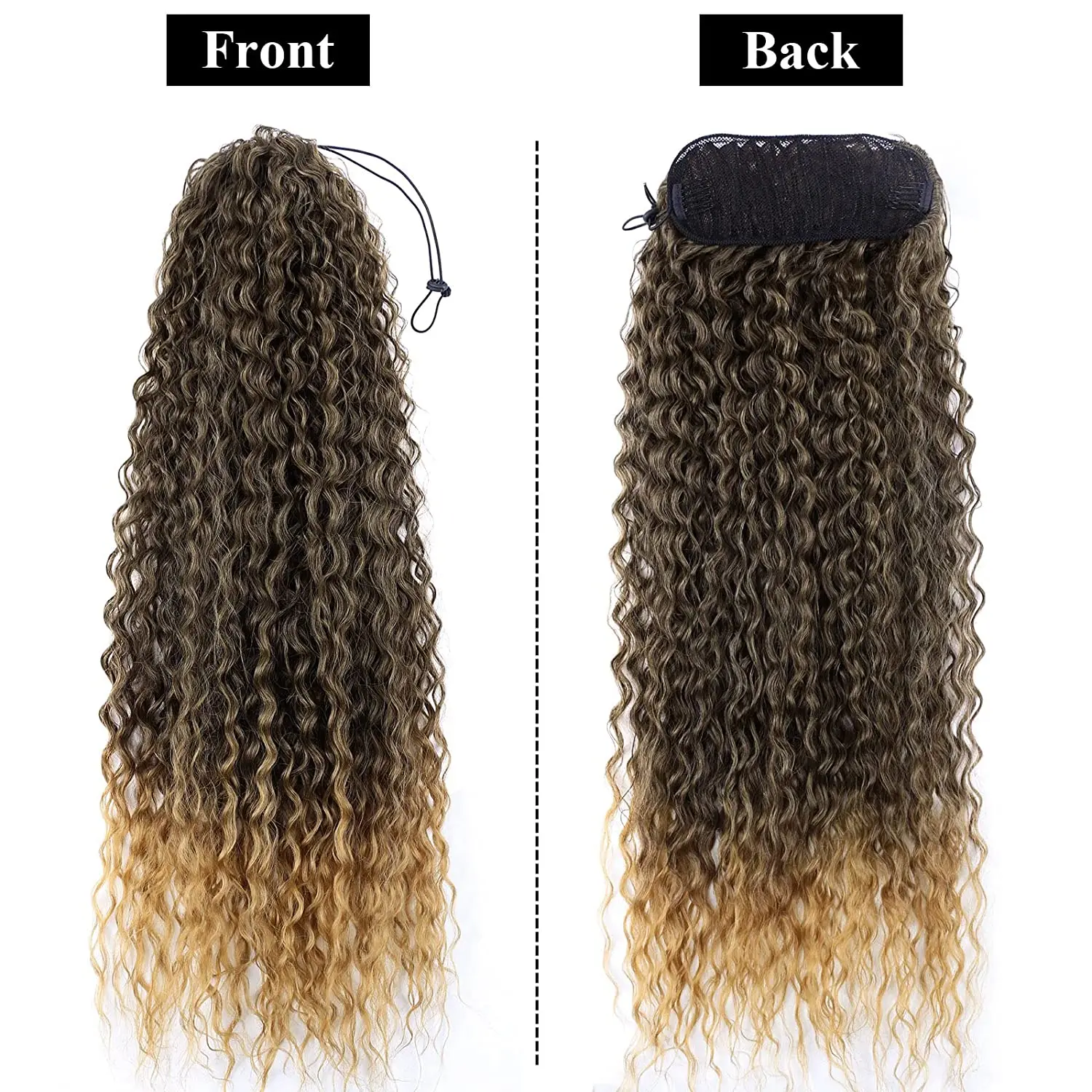 Extensie de par coada Afro Kinky Curly tip Mesa cu elastic Brunet cu ...