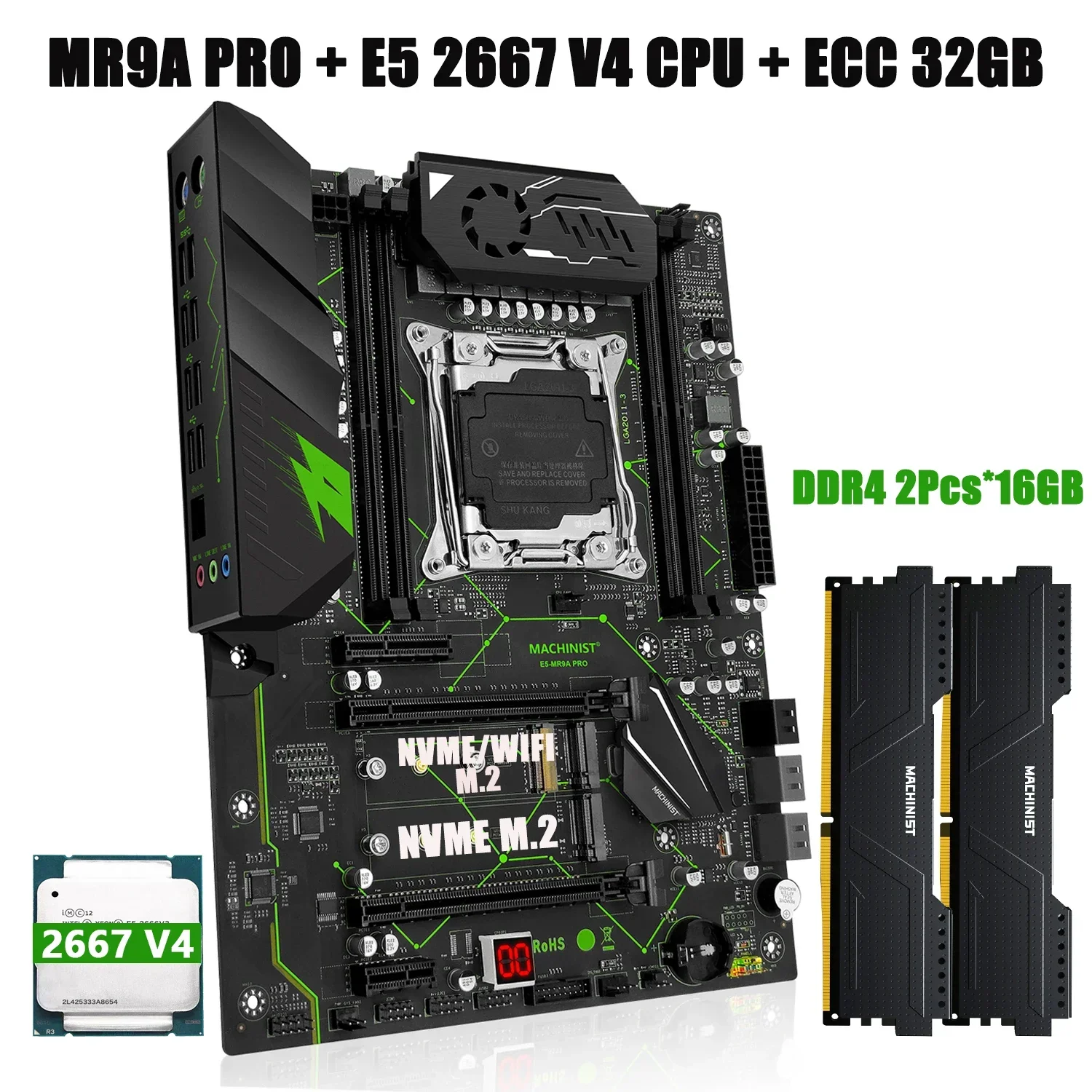 MACHINIST X99 MR9A Pro Conjunto de placa-mãe LGA2011-3 com Xeon E5 2667 ...