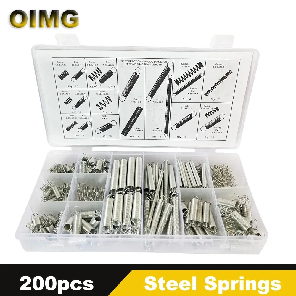 200pcs-Springs-Extension-Compression-Spring-Assortment-Set-Plated-Steel ...