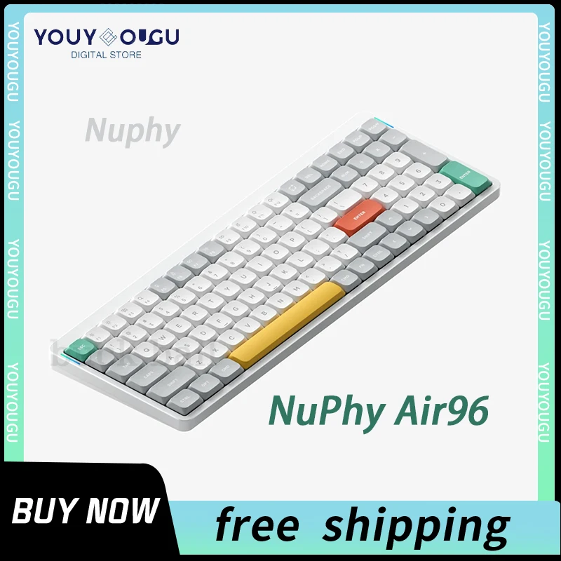 Nuphy Air 96 로우 프로파일 기계식 키보드, 무선 블루투스 트라이 모드 96 키, Laotop PC, 아이패드, 사무실 ...
