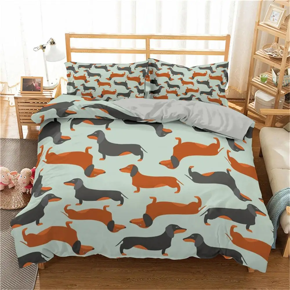 Cartoon-Dachshund-Bedding-Set-Cute-Sausage-Dog-Duvet-Cover-Set-Pet-Puppy-Printed-Comforter-Cover ...