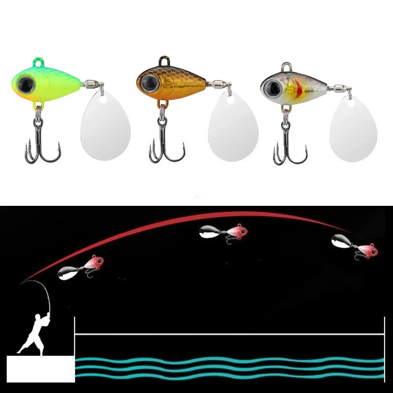 Sinking Vib Spinner Bait Metal Jig Rotating Tail Vibration Chatterbait ...