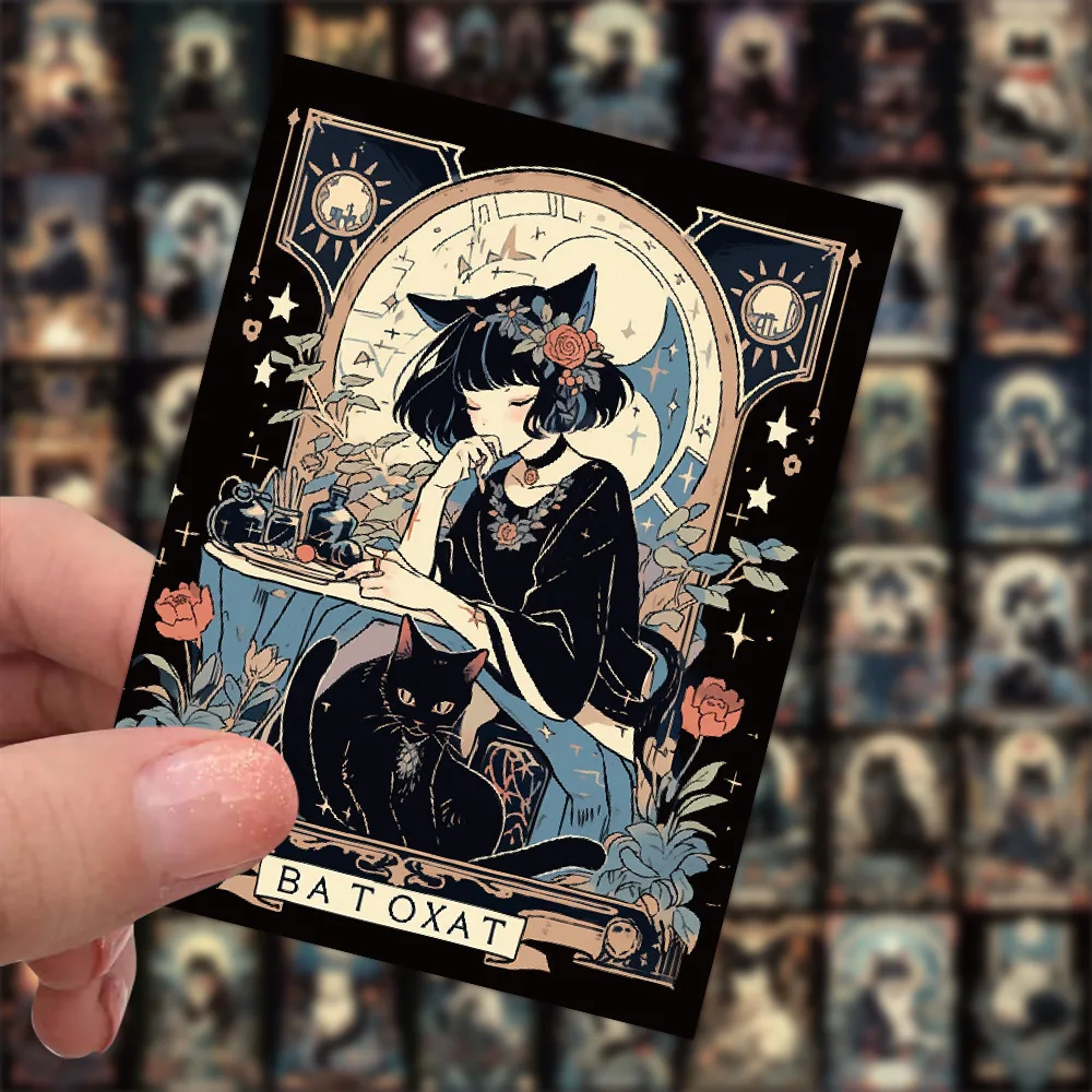 10/30/60PCS Dark Cat and Girls Japanese Anime Card Sticker DIY Phone ...