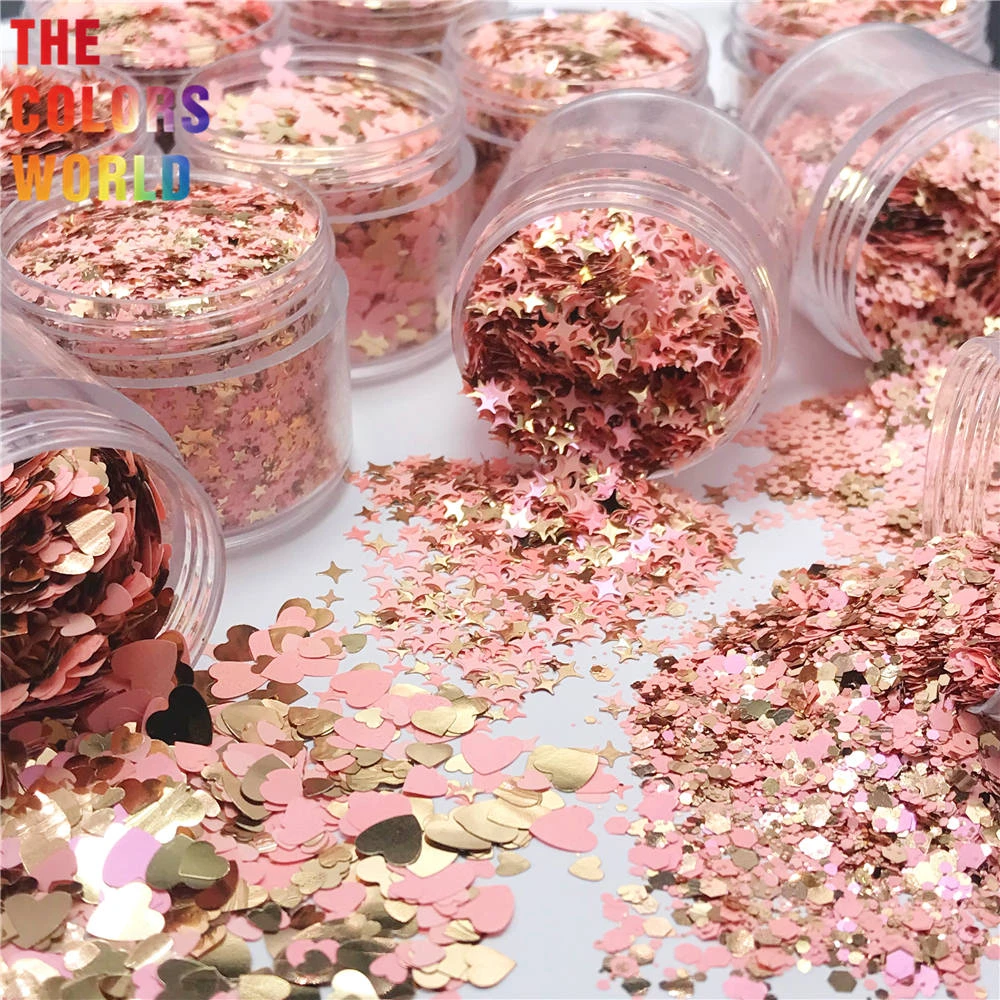 TCT 786 Gold And Pink Colors Nails Glitter Nail Art Jewelry Sequins ...