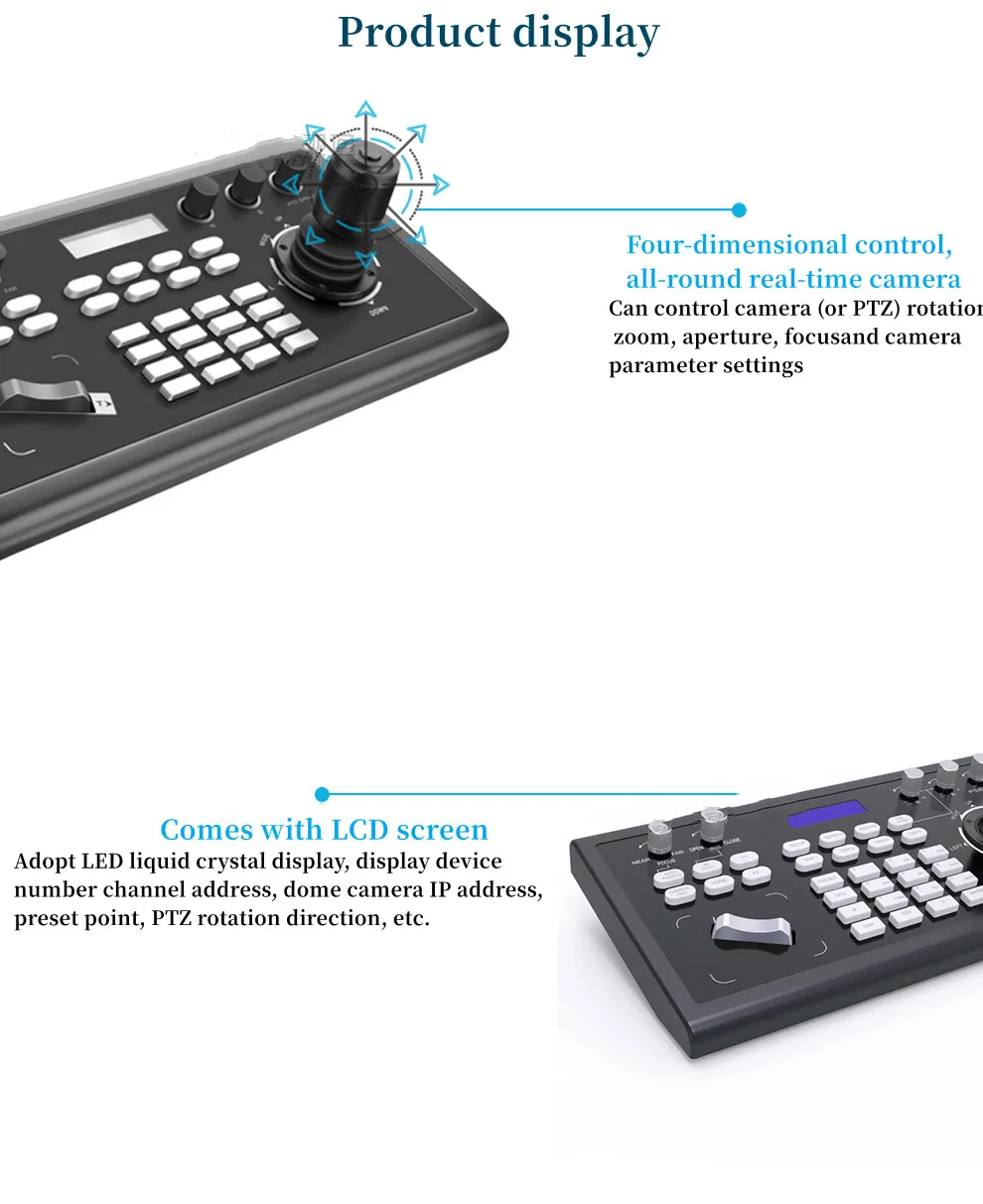 Camera Control Keyboard Network ONVIF VISCA Pelco-d/p Protocol Joystick Console POE RS422 RS485 ...