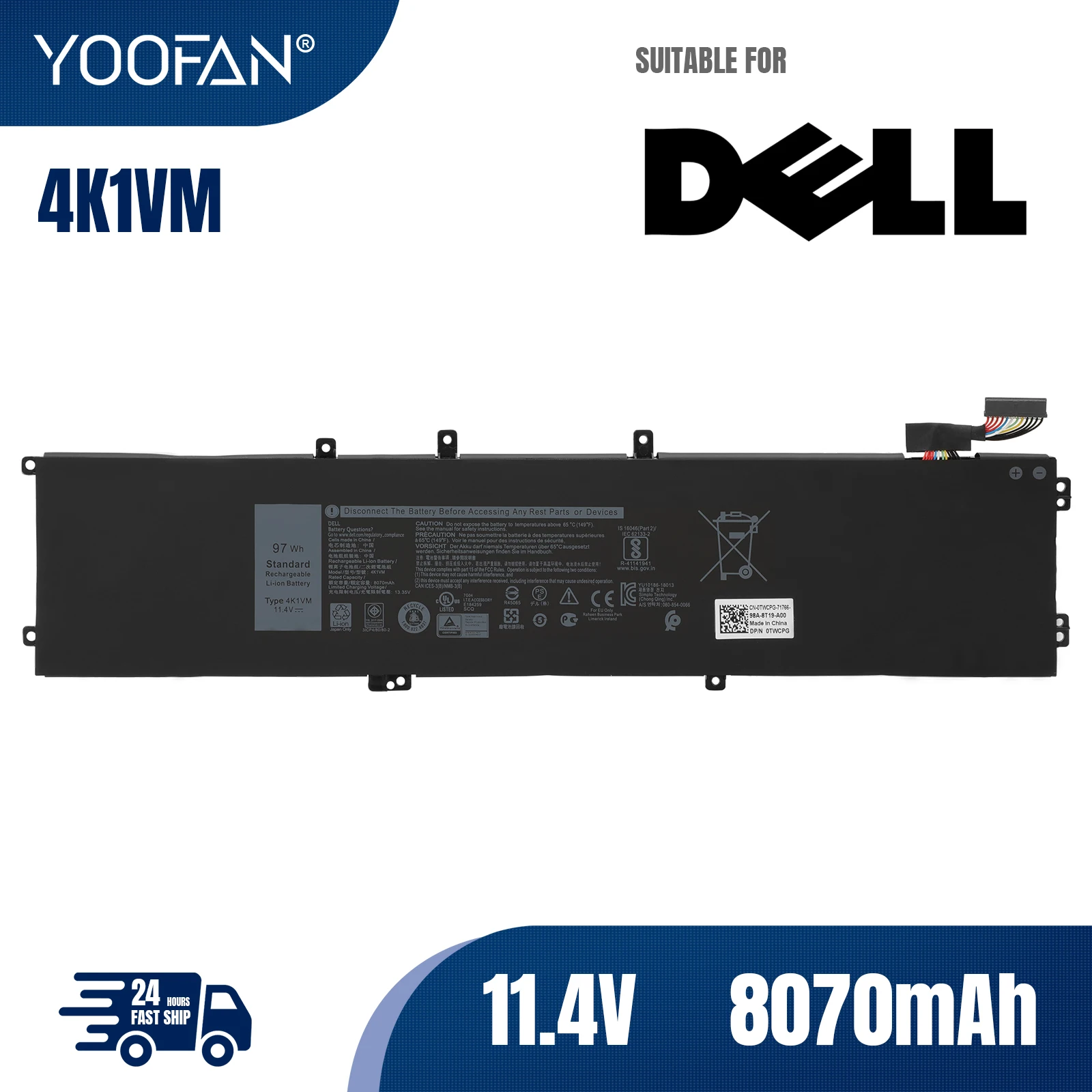 YOOFAN-4K1VM-Laptop-Battery-For-Dell-G7-17-7700-0W62W6-0NCC3D-V0GMT ...