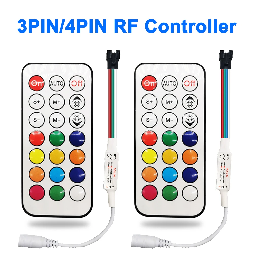 21Key-Mini-Led-Controller-RF-Wireless-Remote-3Pin-4Pin-WS2812-WS2812B ...