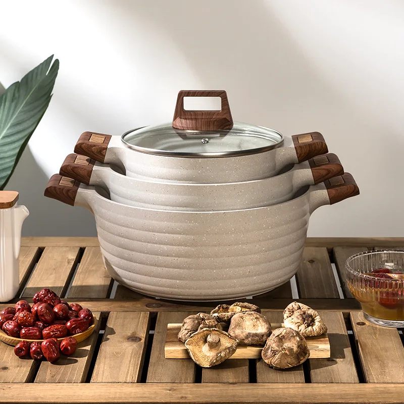 Wood-Grain-Two-Ears-Medical-Stone-Stew-Pot-Household-Induction-Cooker ...