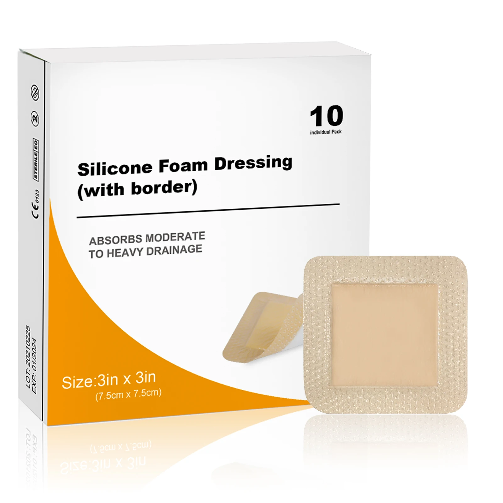 10pcs 3"x3"Silicone Foam Dressing, Waterproof and High Absorbency Wound ...