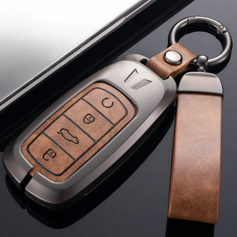 Alloy-Leather-Smart-Car-Key-Fob-Cover-Case-Shell-Chain-For-Chery-Omoda ...