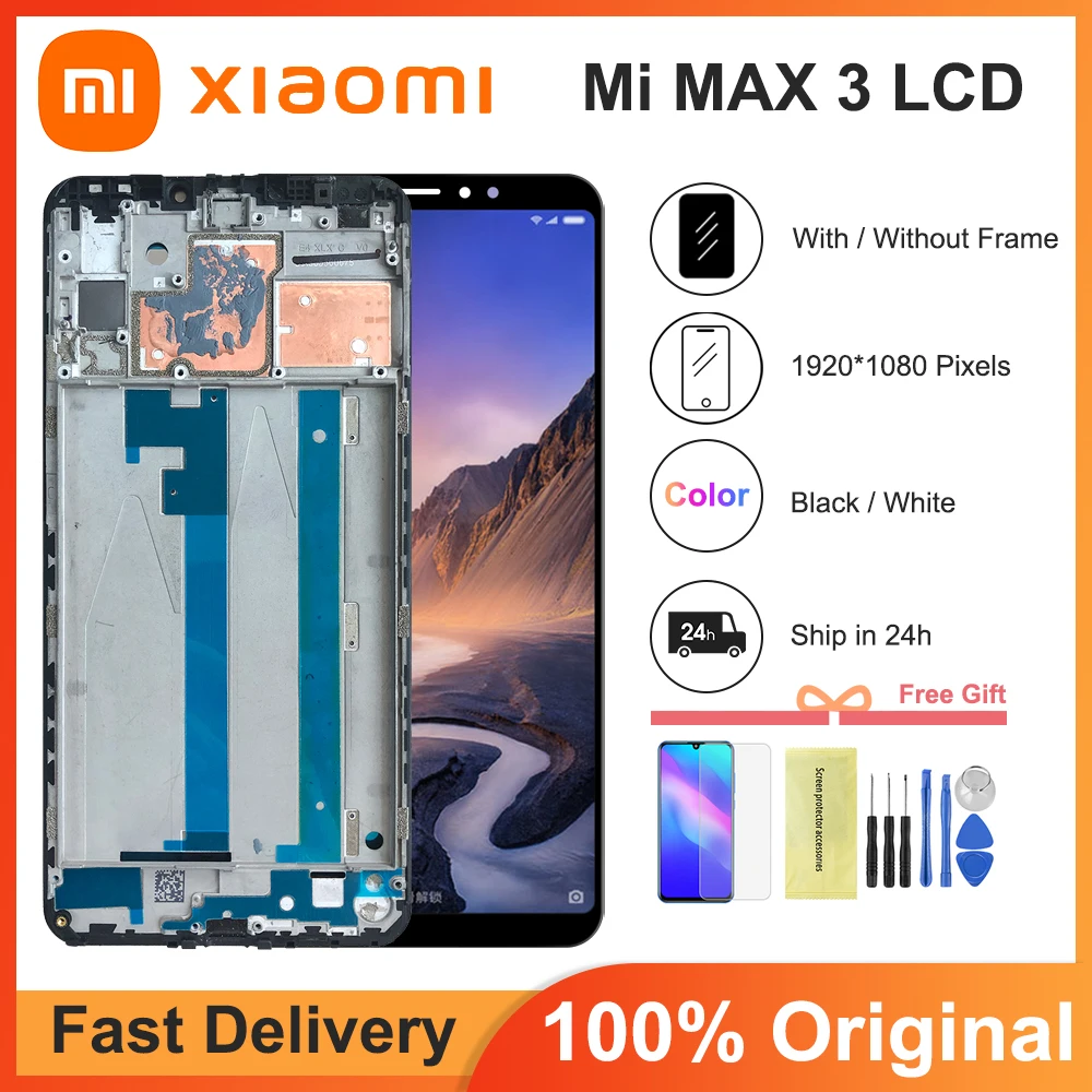 100% original 6.9 "display com moldura para xiaomi max3 lcd tela de ...