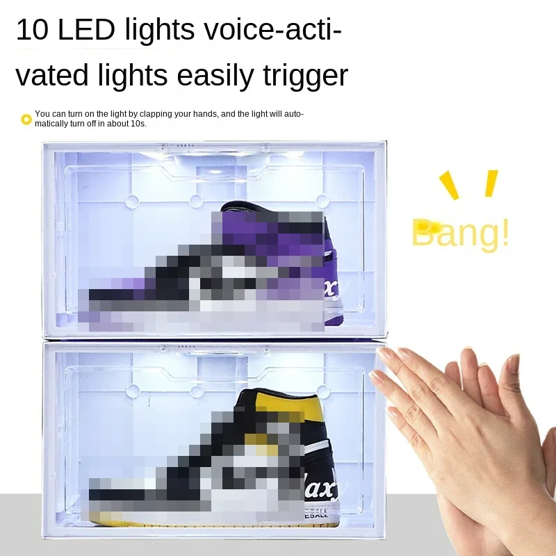Transparent-Sneaker-Box-Voice-Control-Luminous-Shoe-Box-Wall-Plastic ...