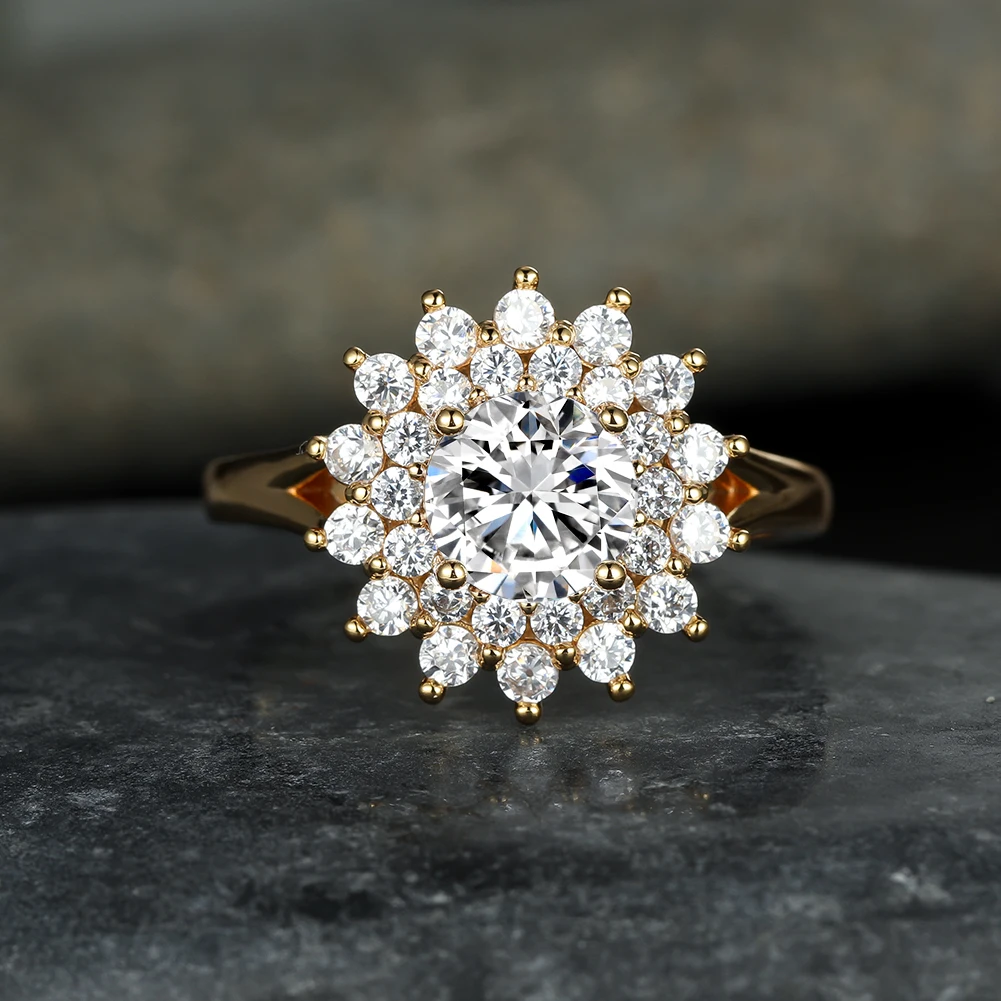 Luxury-Big-Daisy-Flower-Rings-For-Women-Silver-Gold-Color-White-Zircon ...