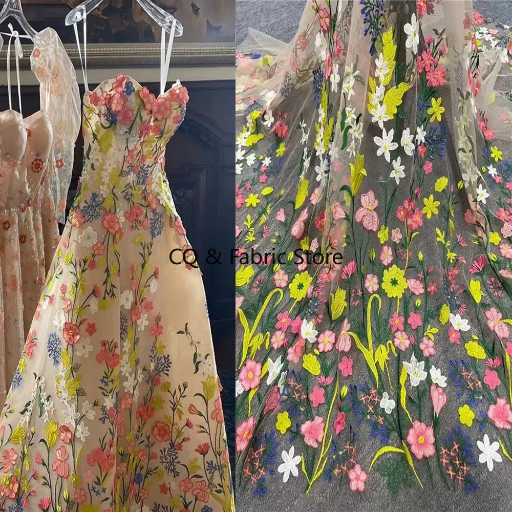 New Mesh Multi color Three dimensional Embroidery Lace Fabric Exquisite ...
