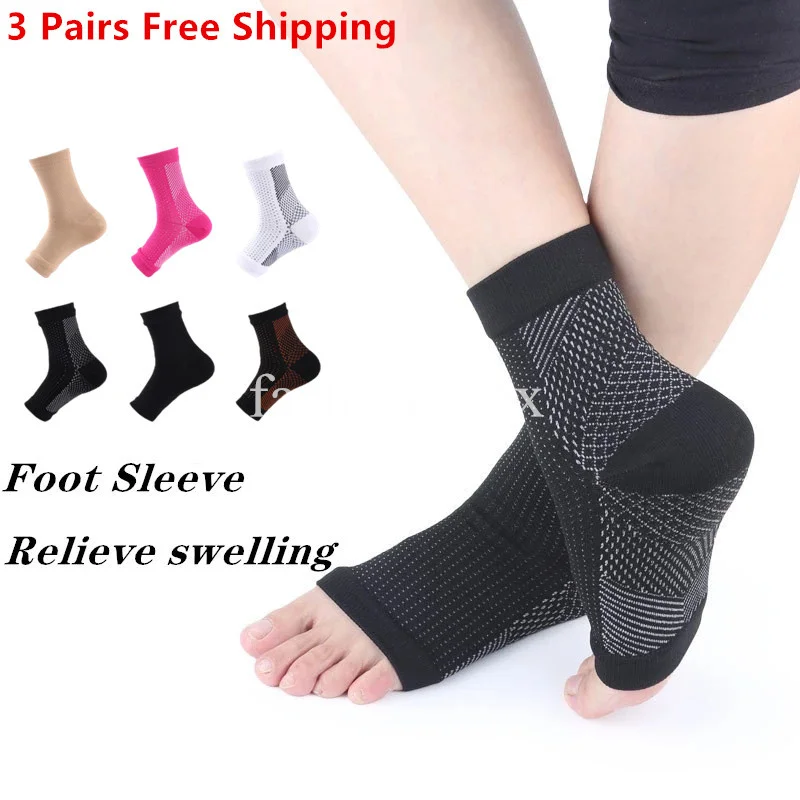 Compression Socks 3 Pairs Sports Socks Running Foot Ankle Anti Fatigue ...