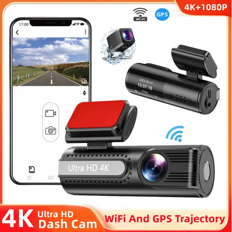 WiFi-Dash-Cam-UHD-4K-1080P-For-Cars-Front-and-Rear-Dual-Lens-Car ...